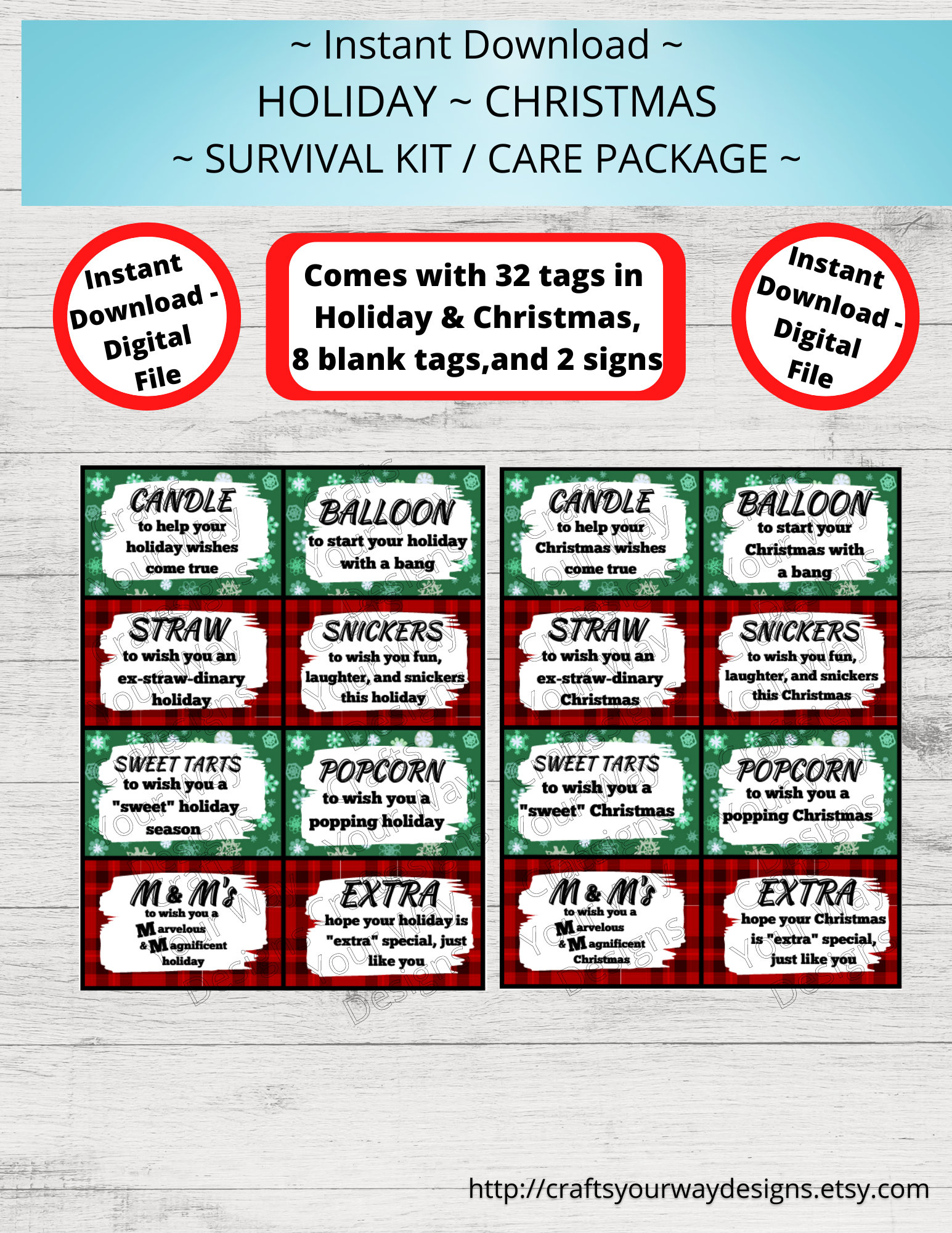 CHRISTMAS HOLIDAY Survival Kit, Christmas Holiday Care Package, Gift ...