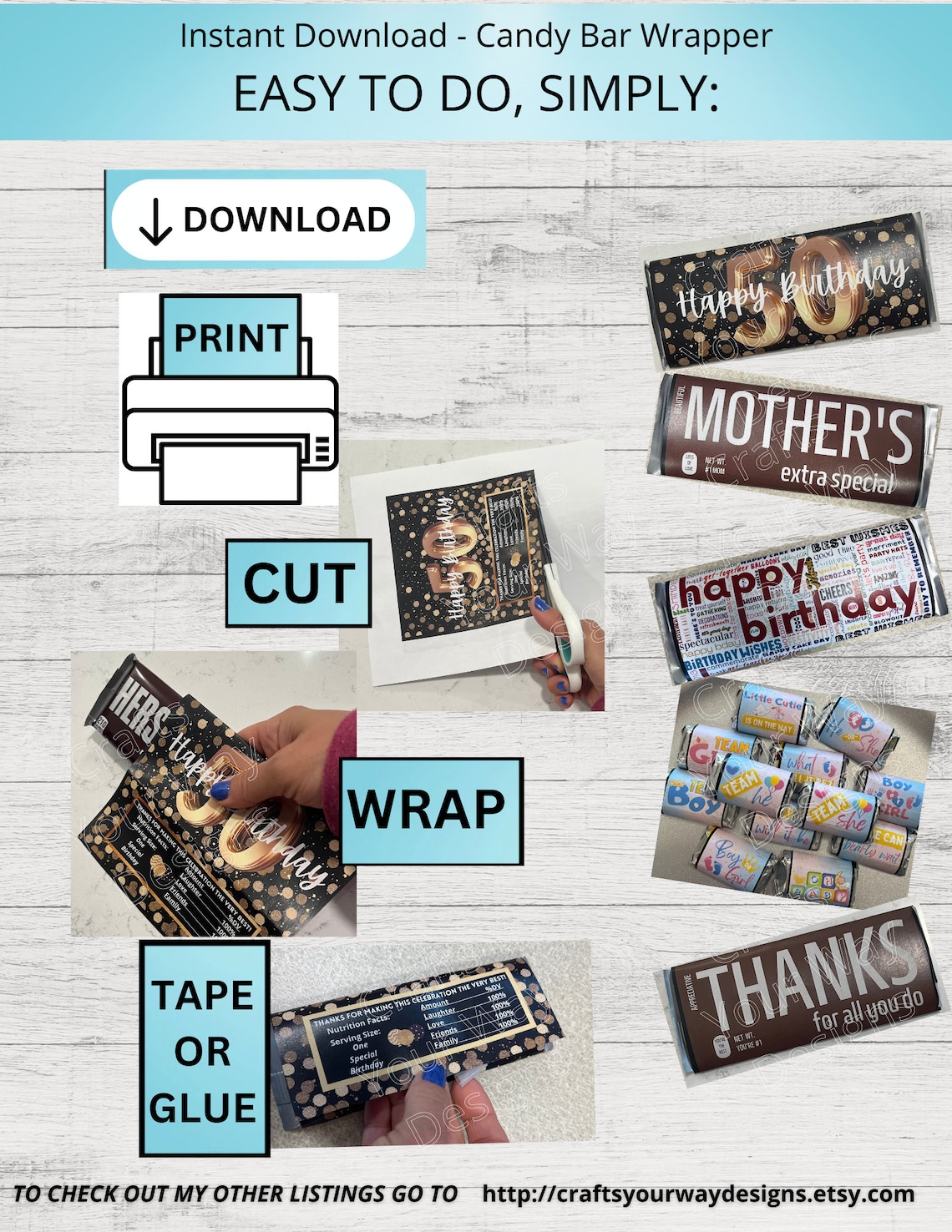 Printable THANK YOU Candy Bar Wrappers-gift Ideas-party Favors ...