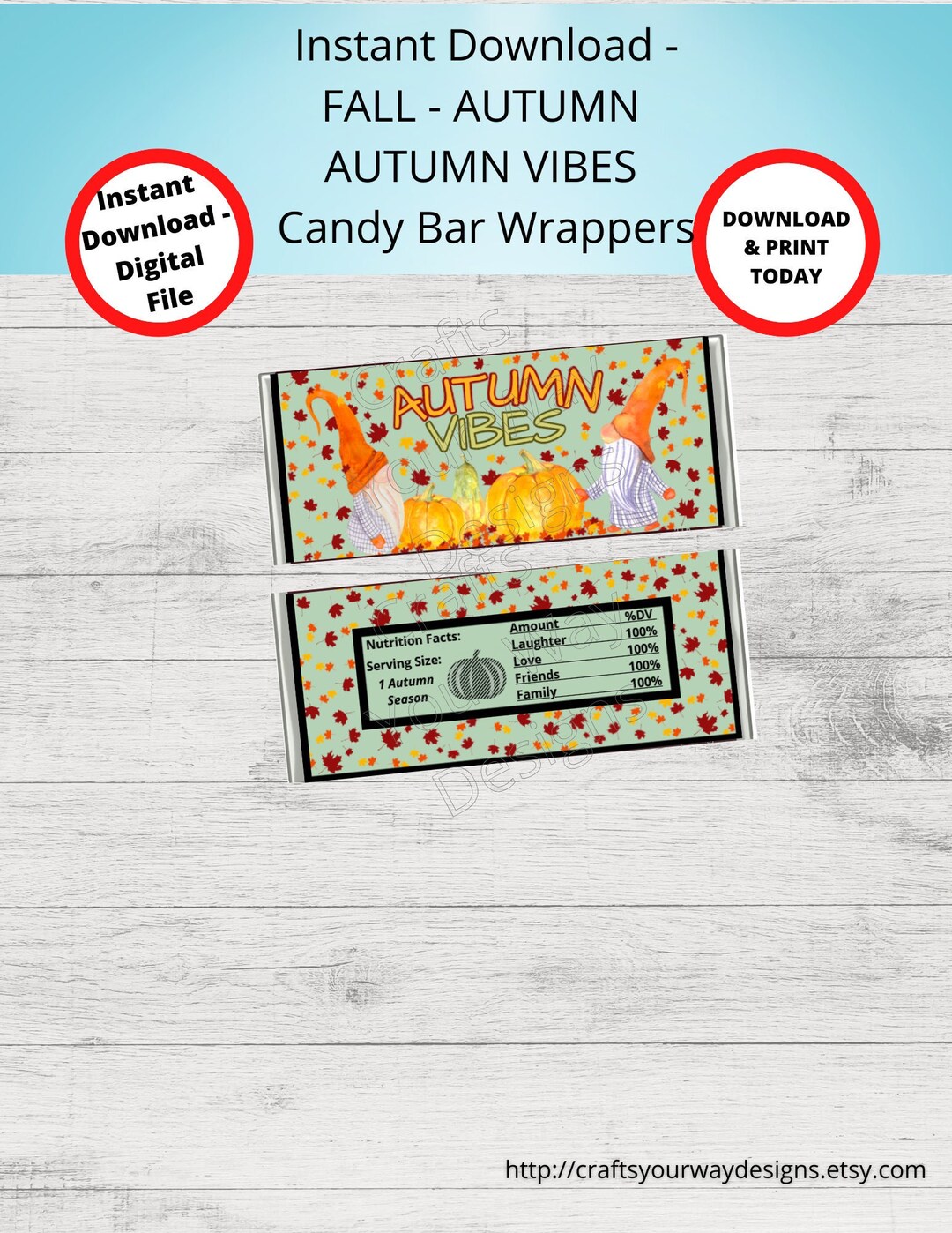 PRINTABLE AUTUMN Candy Bar Wrappers Fall Party Favors Fall Table Decor ...