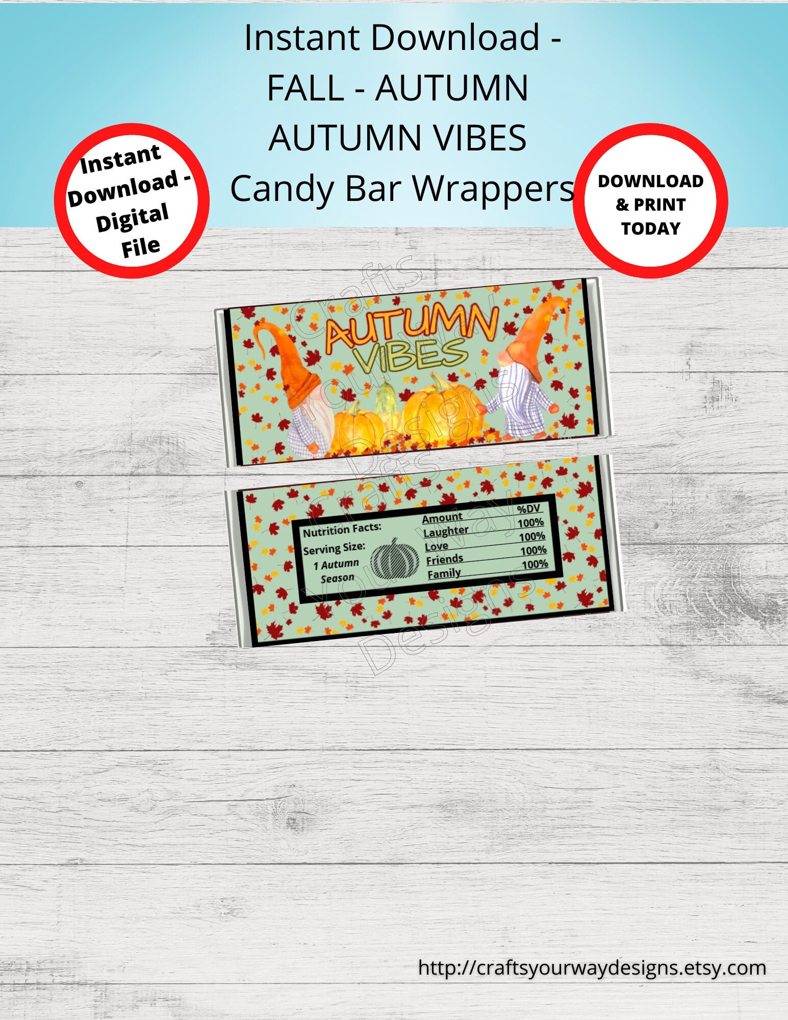 PRINTABLE AUTUMN Candy Bar Wrappers Fall Party Favors Fall - Etsy