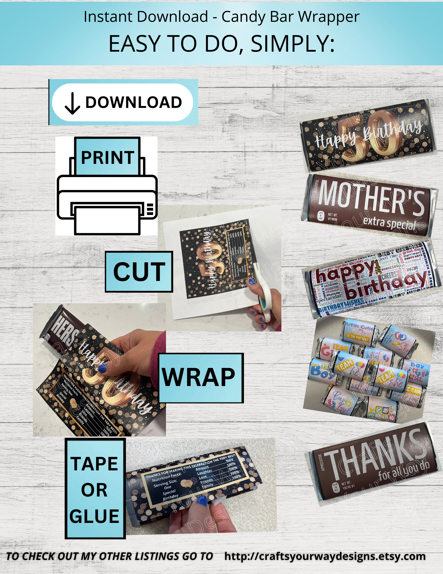 Printable BIRTHDAY Candy Bar Wrappers-gift Ideas-party Favors-chocolate ...