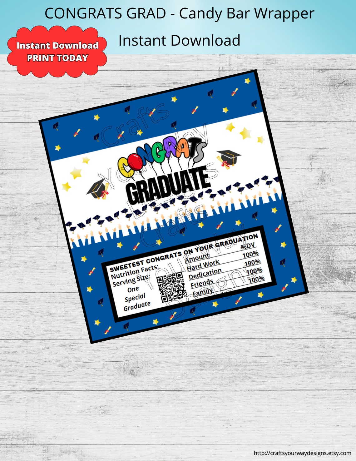 PRINTABLE CONGRATS GRADUATE Candy Bar Wrapper-graduation Gift Ideas ...