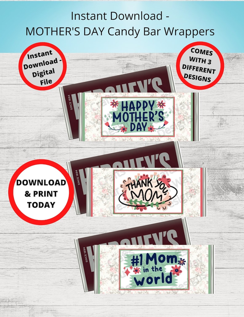 Printable MOTHER'S DAY Candy Bar Wrappers-gift Ideas-party - Etsy