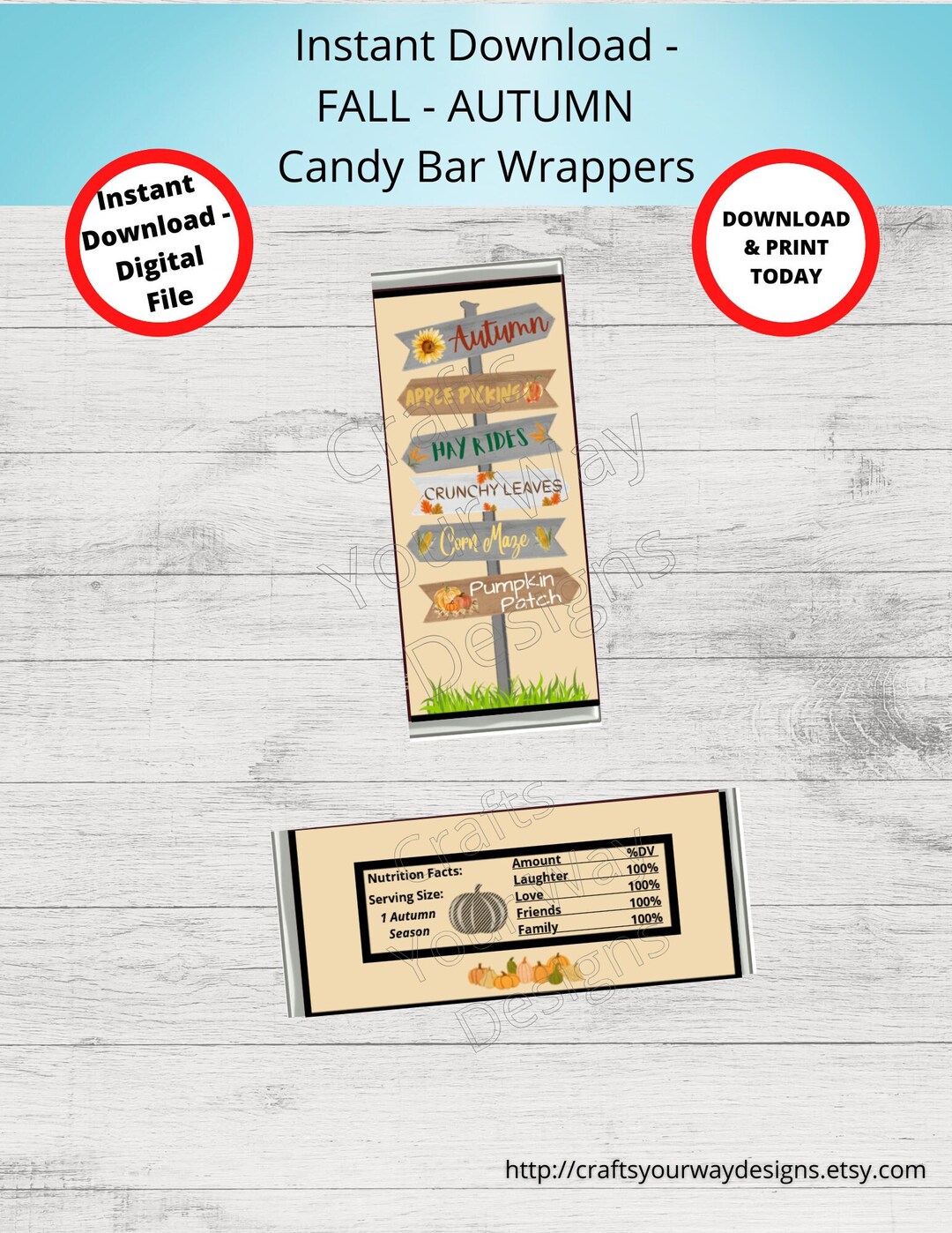 PRINTABLE FALL SIGNS Candy Bar Wrappers Fall Party Favors Fall Decor ...