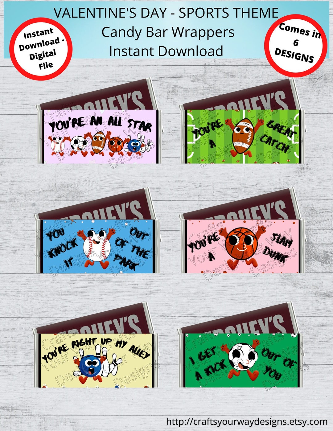 Printable VALENTINE'S DAY Candy Bar Wrappers SPORTS Theme. Gift Ideas ...