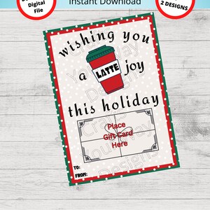 Printable Holiday GIFT CARD HOLDER. Treat Yo 'elf. A Latte Joy. Coffee ...