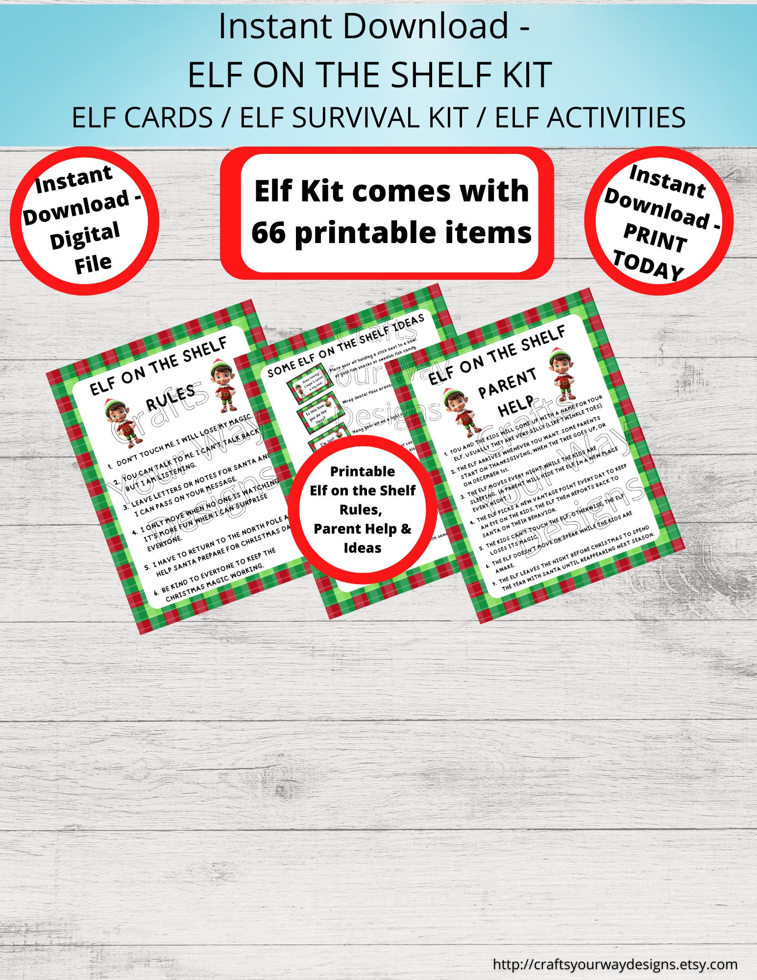 Printable ELF SURVIVAL KIT Instant Download Elf Note Cards - Etsy