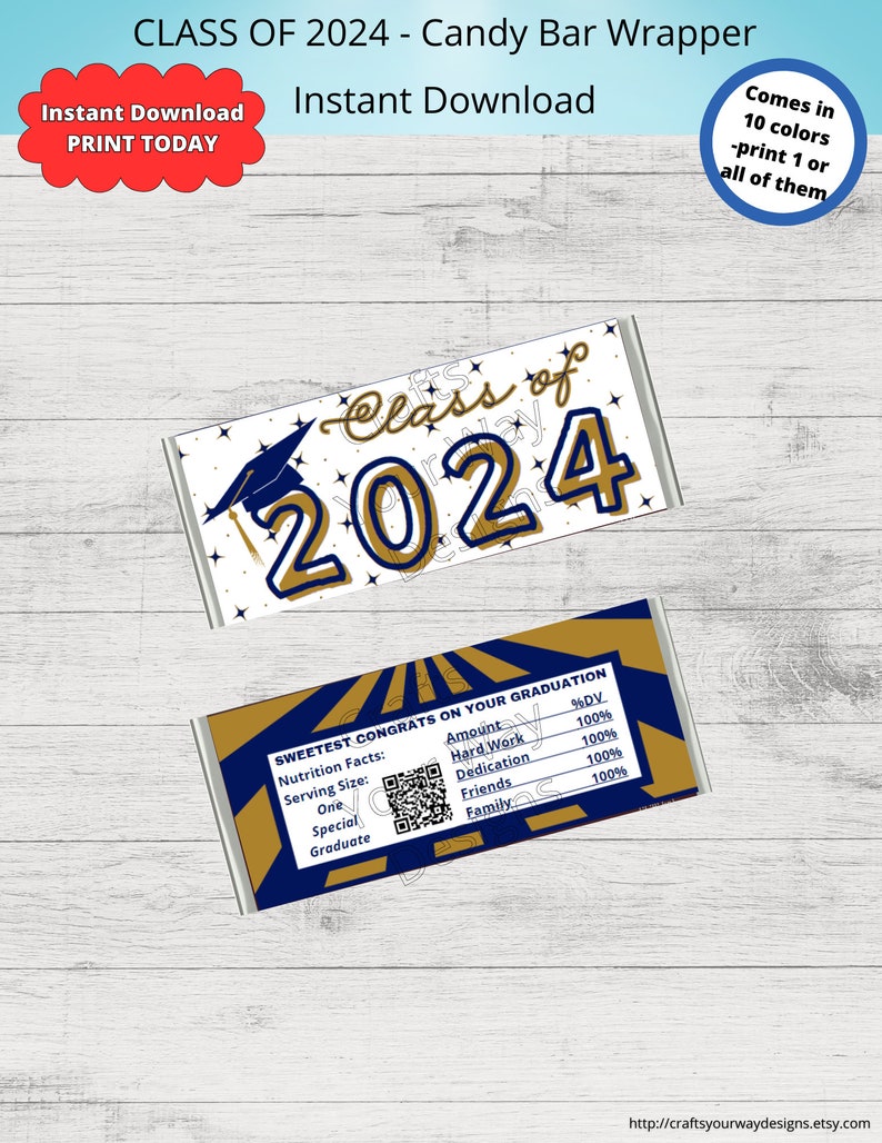 PRINTABLE CONGRATS GRAD Candy Bar Wrapper-graduation Gift Ideas-party ...
