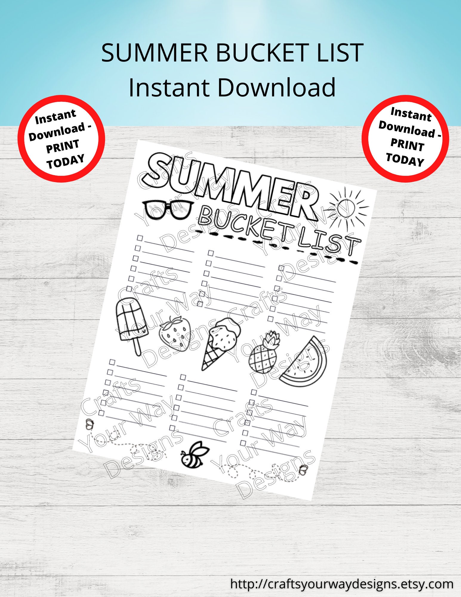 SUMMER BUCKET LIST Printable, Summer Activity, Summer Activities ...