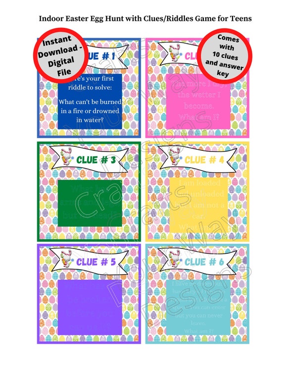 Easter Egg Clues Riddles Scavenger Hunt for Teens Fun Way to | Etsy