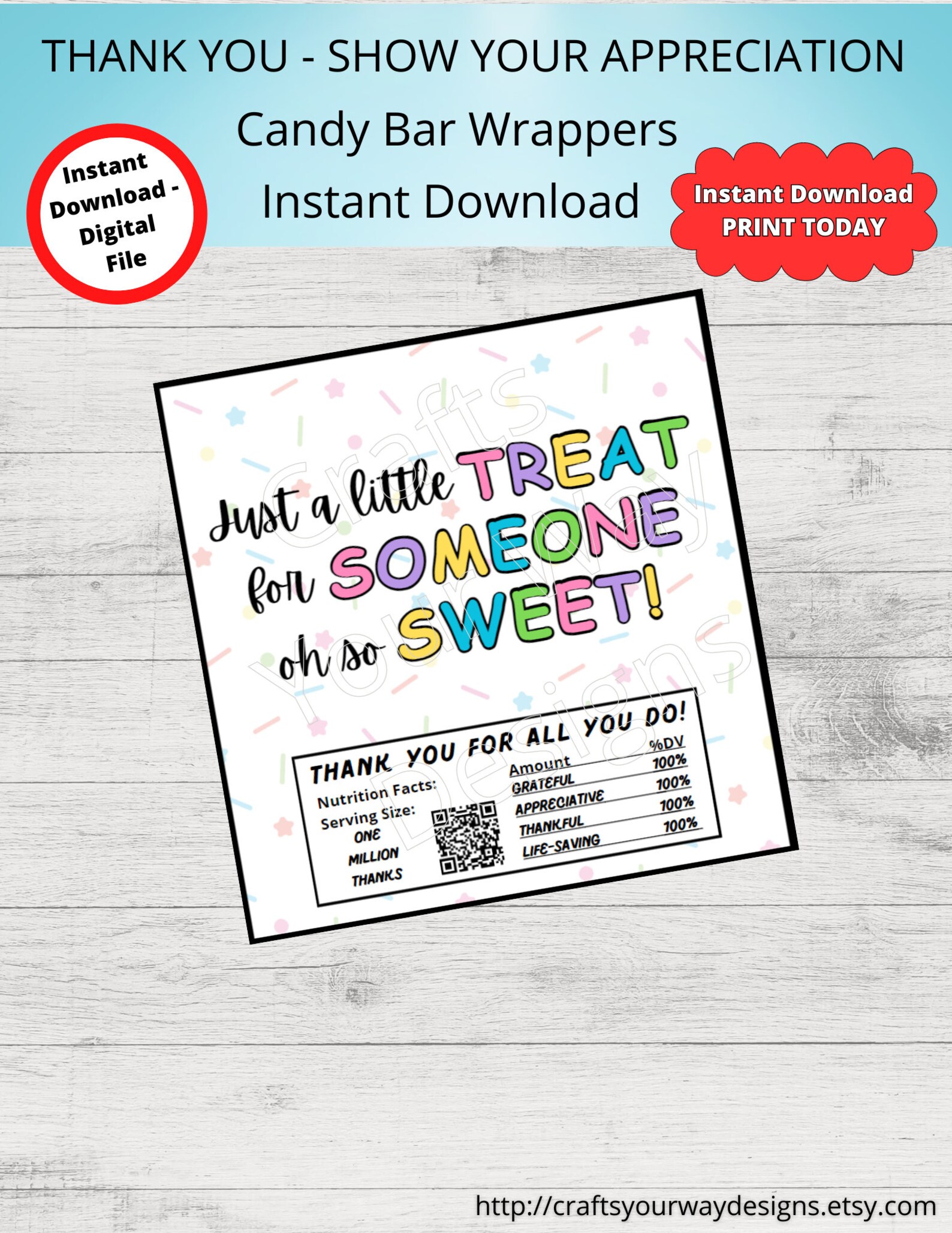 Printable THANK YOU Candy Bar Wrappers-gift Ideas-chocolate Bar Wrapper ...