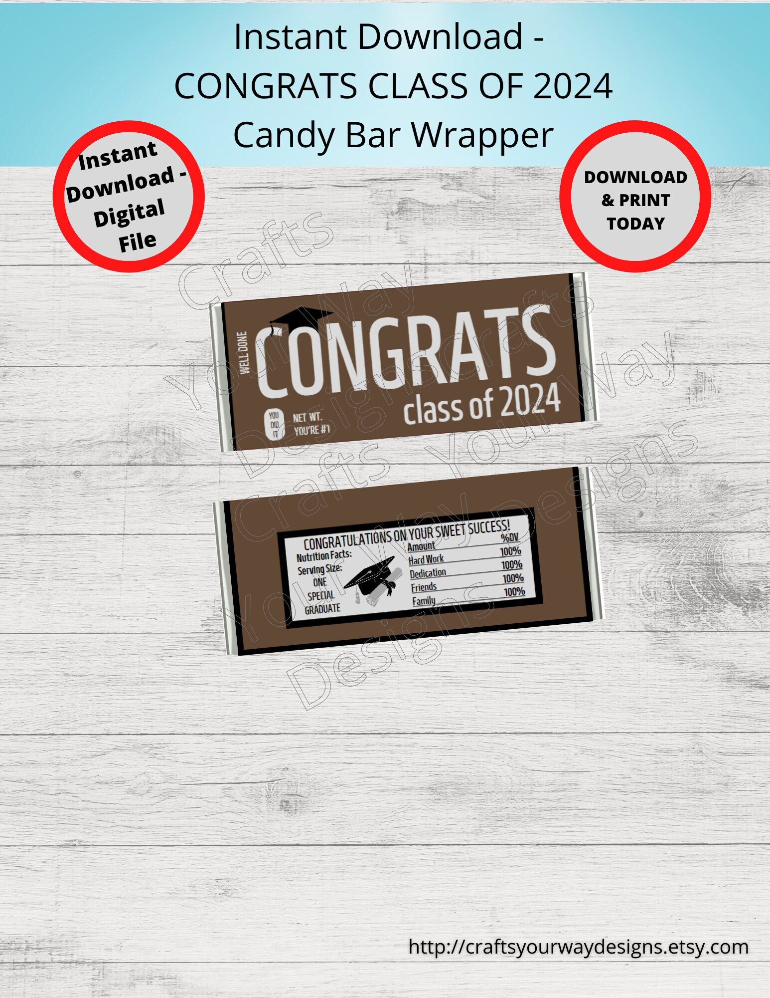 Printable CONGRATS Candy Bar Wrappers-gift Ideas-party Favors-chocolate ...