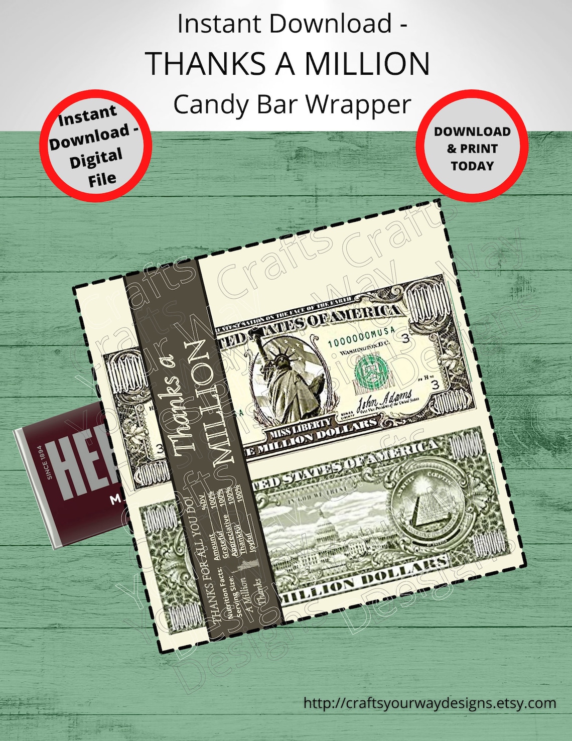 Printable THANKS A MILLION Candy Bar Wrappers-gift Ideas-party Favors ...