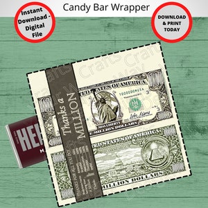 Printable THANKS A MILLION Candy Bar Wrappers-gift Ideas-party Favors ...