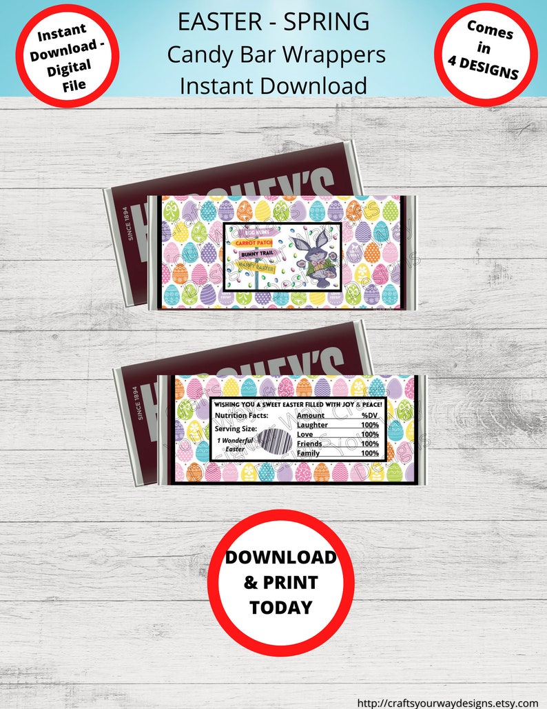 PRINTABLE EASTER Candy Bar Wrappers-gift Ideas-party Favors-chocolate ...