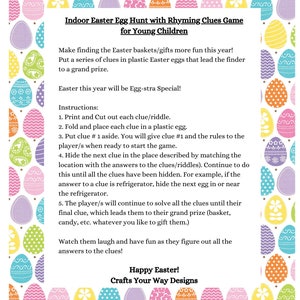 Easter Egg Clues Riddles Scavenger Hunt for Young Children - Fun Way to ...