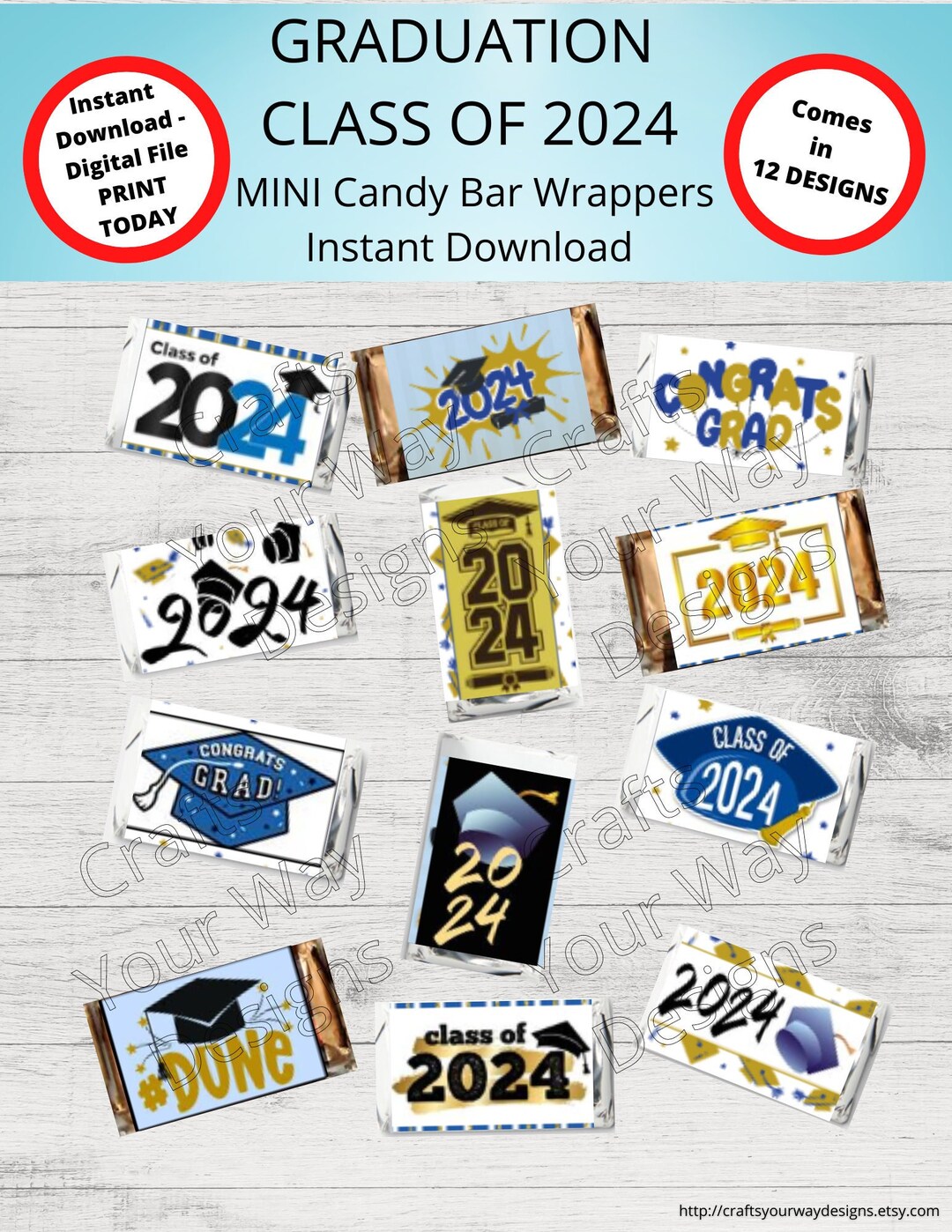 PRINTABLE GRADUATION MINI Candy Bar Wrappers-congrats Grad-class of ...