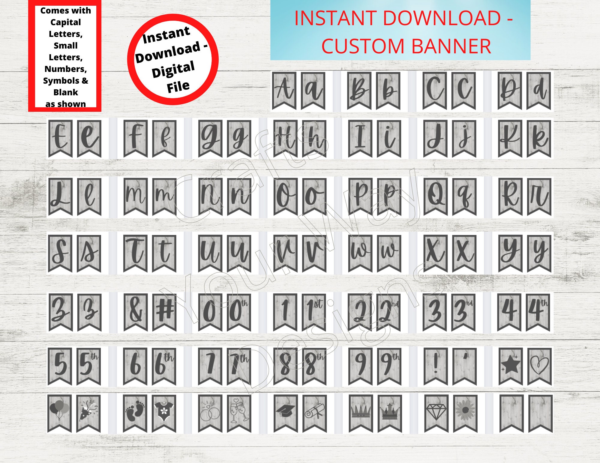 Printable CUSTOM Banner-instant Download-rustic Design- Diy-party ...