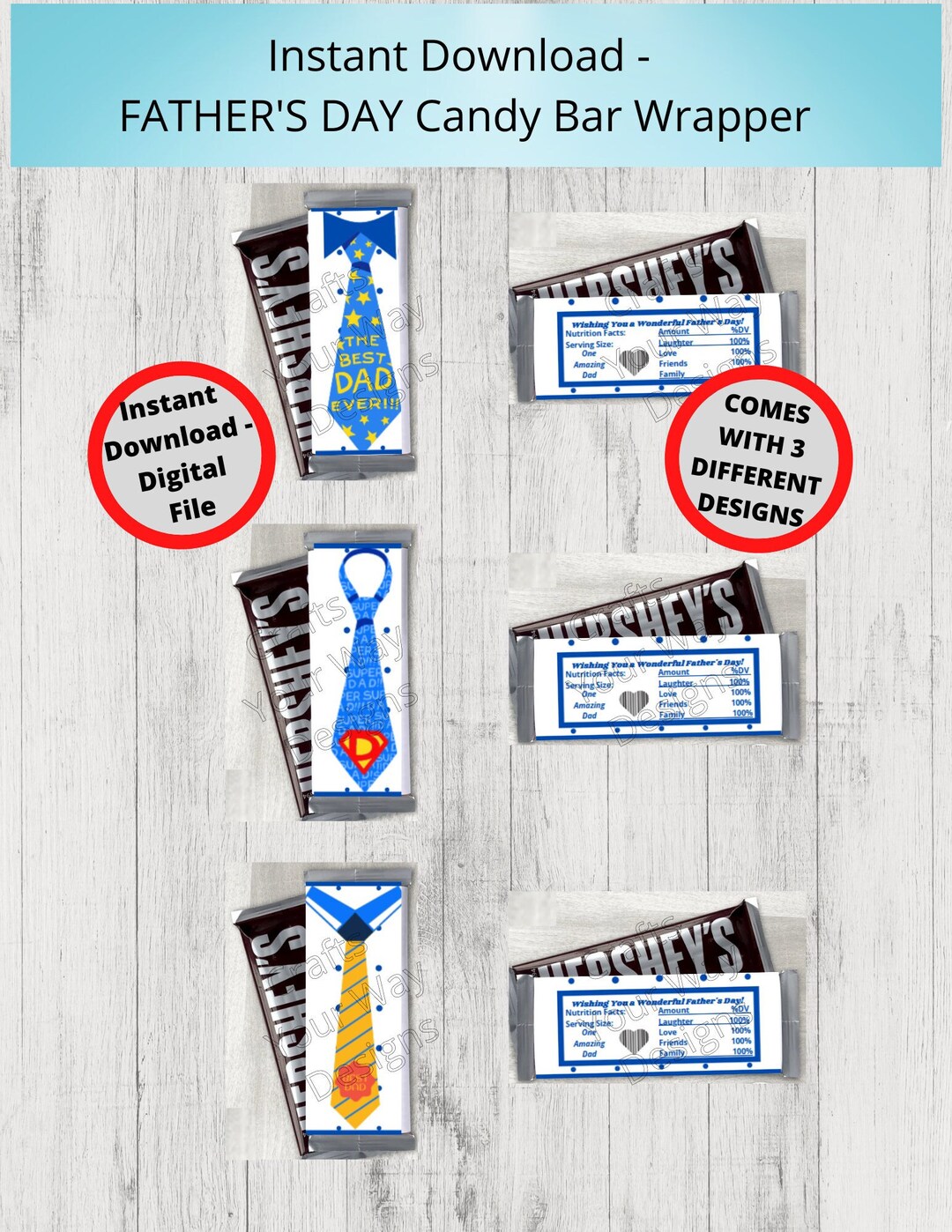 PRINTABLE FATHER'S DAY Candy Bar Wrappers-wish Those Dads a Happy ...