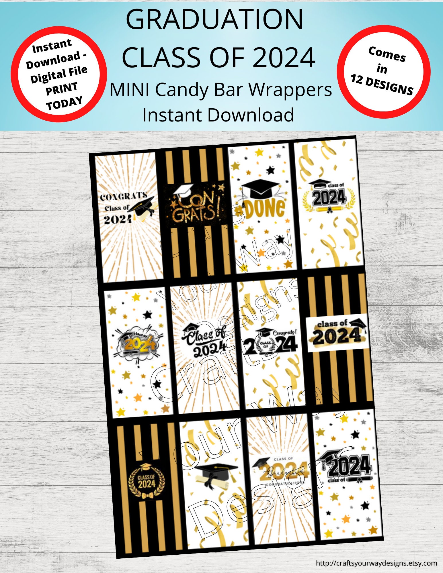 PRINTABLE GRADUATION MINI Candy Bar Wrappers-congrats Grad-class of ...