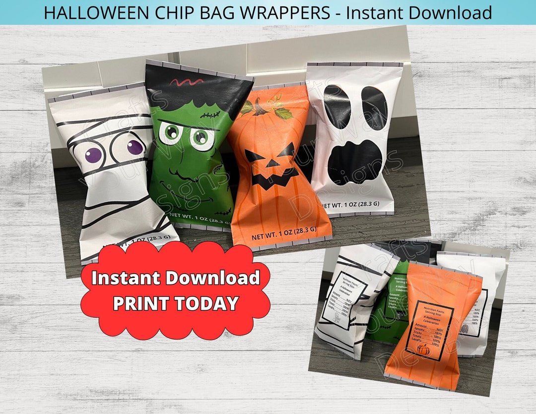 Printable HALLOWEEN CHIP BAG Wrappers. Instant Download. Trick or Treat ...