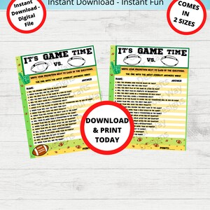 Printable FOOTBALL PREDICTION GAME. Instant Download. Watch Party Prop ...