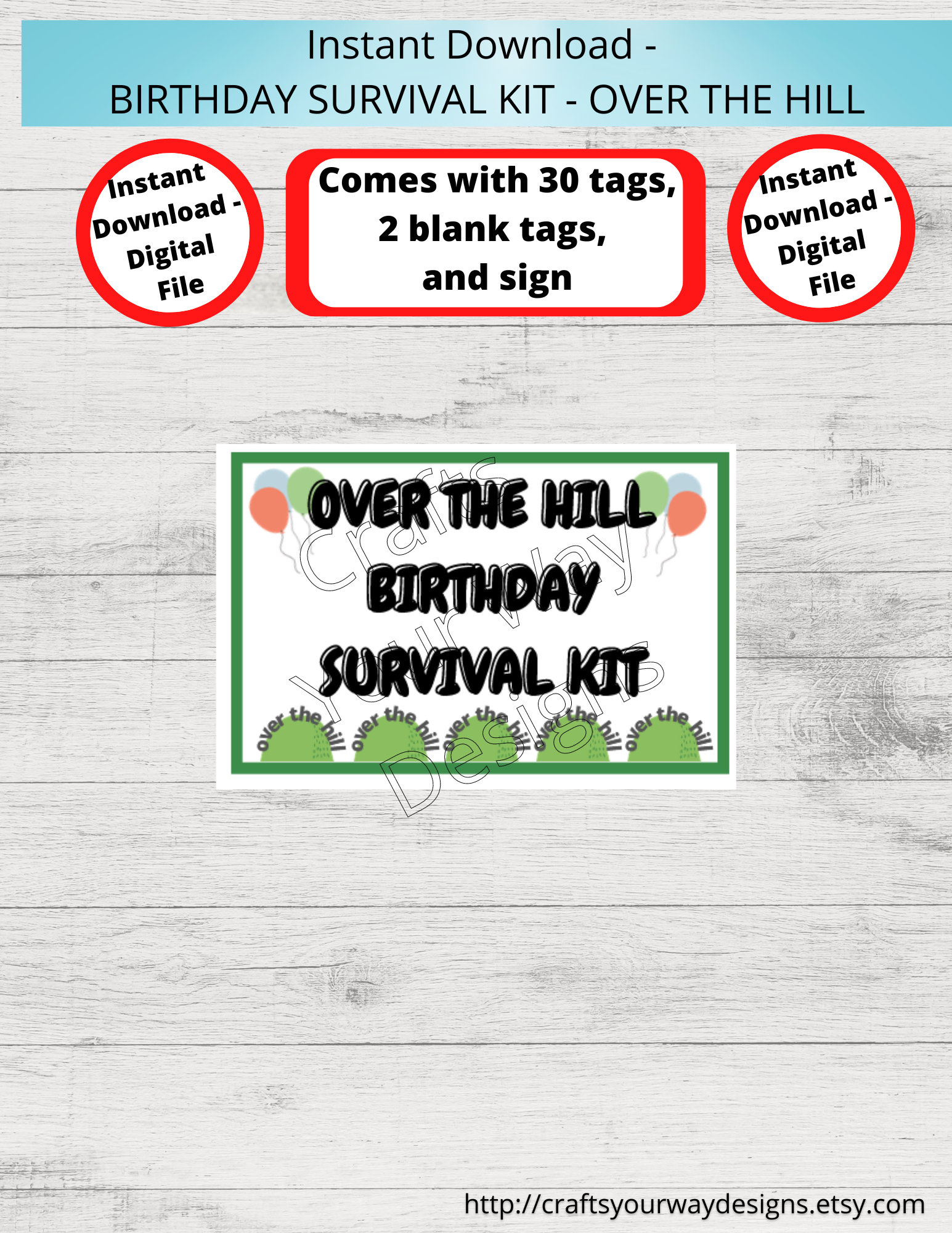 OVER the HILL BIRTHDAY Survival Kit, Over the Hill Birthday Care ...