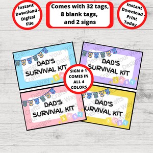 DAD'S Survival Kit, DADS Care Package, Gift Tags, Birthday Gift Ideas ...