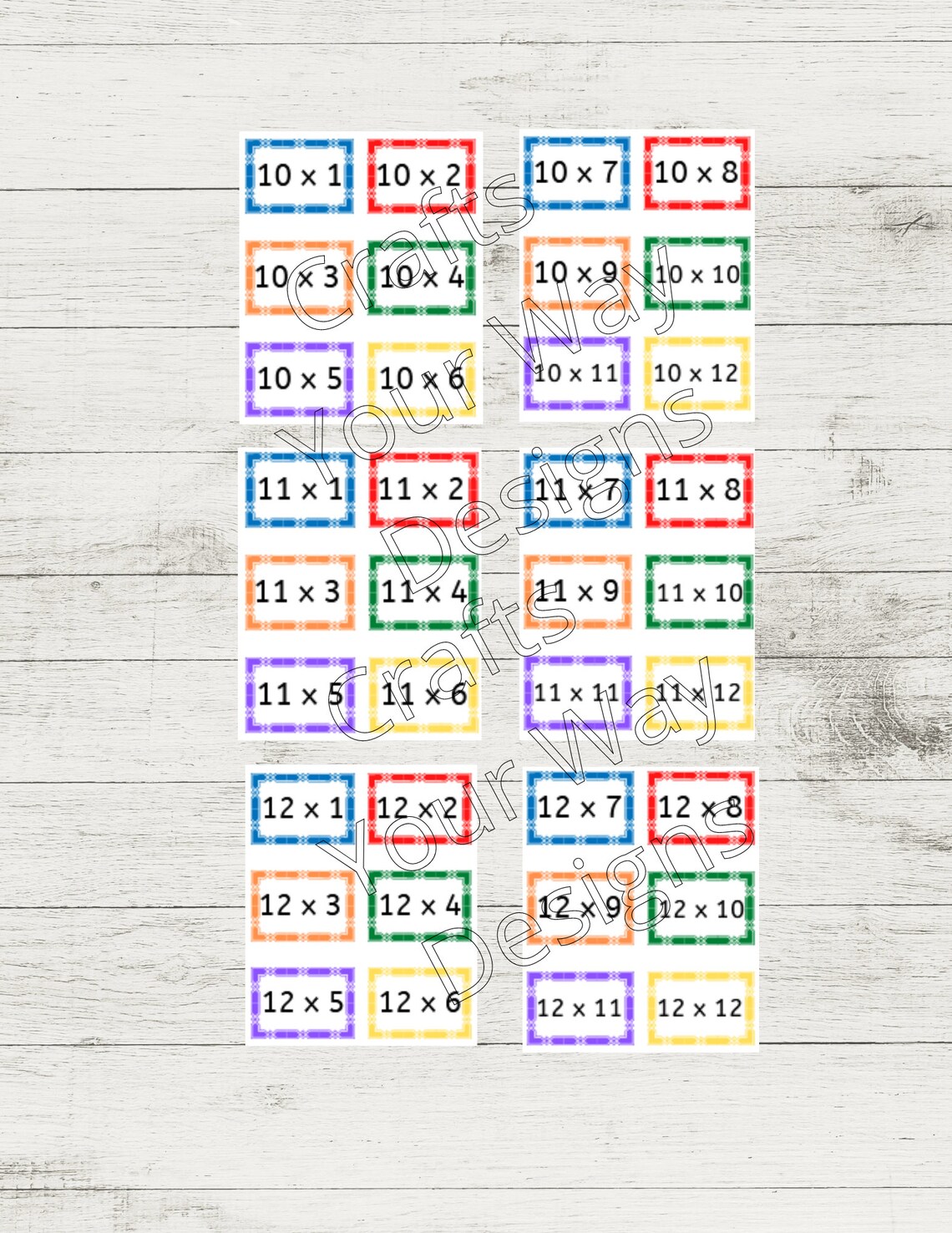 Printable Math MULTIPLICATION FACTS FLASHCARDS and - Etsy