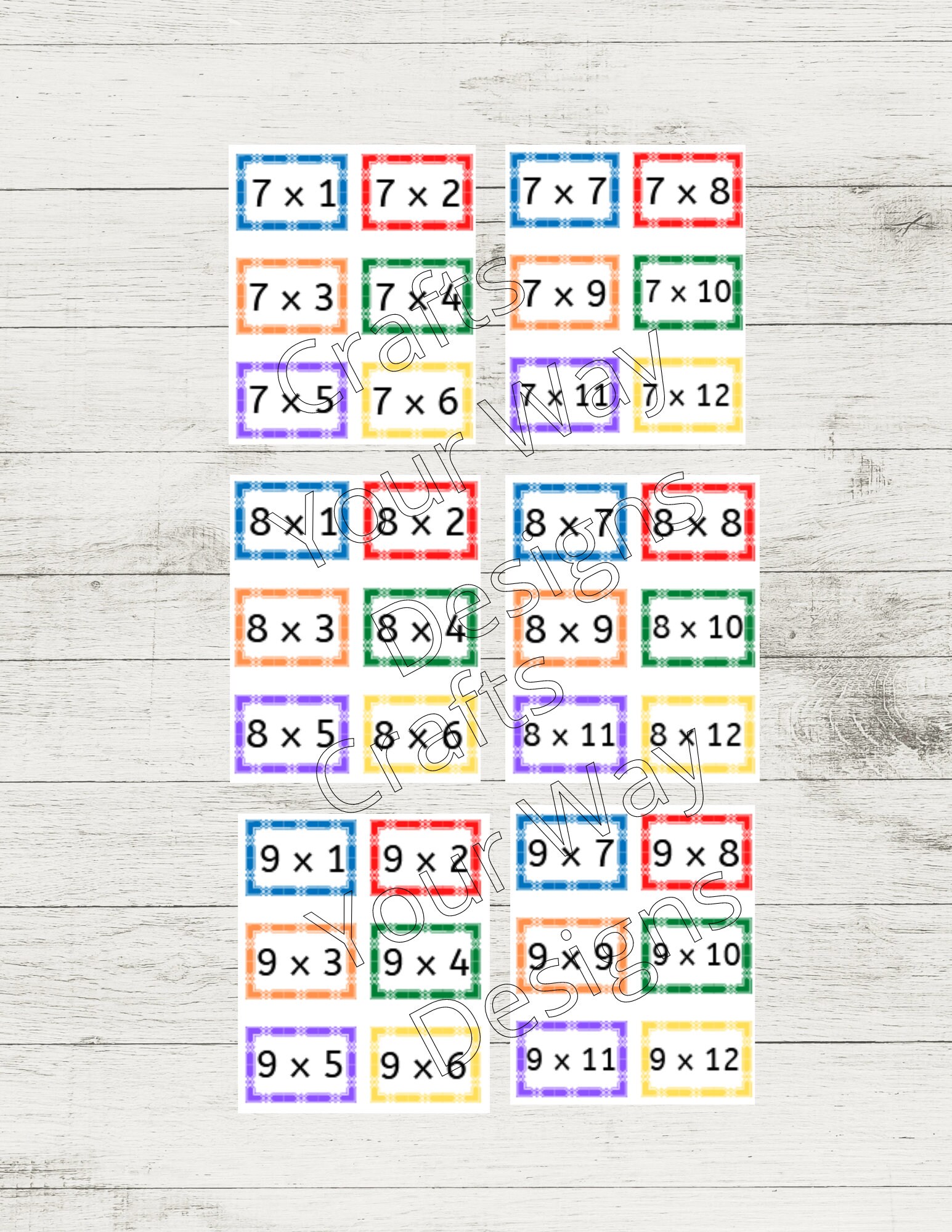 Printable Math MULTIPLICATION FACTS FLASHCARDS and Multiplication Chart ...