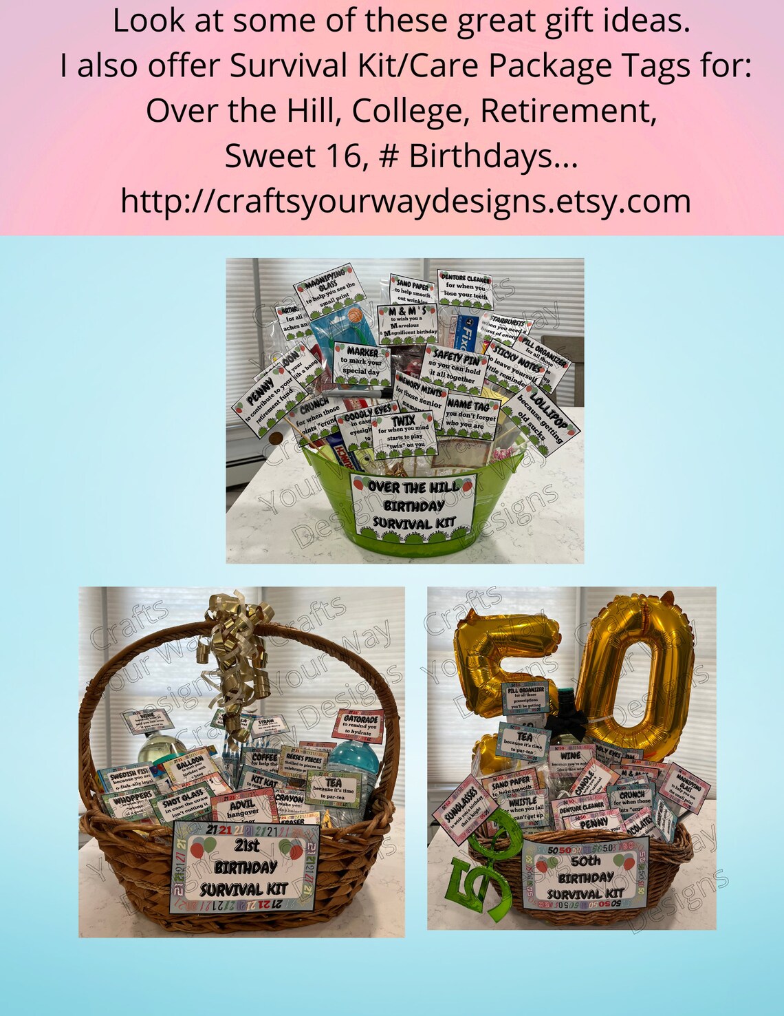 30th BIRTHDAY Survival Kit, 30th Birthday Care Package, Gift Tags ...
