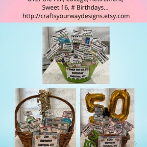 30th BIRTHDAY Survival Kit, 30th Birthday Care Package, Gift Tags ...