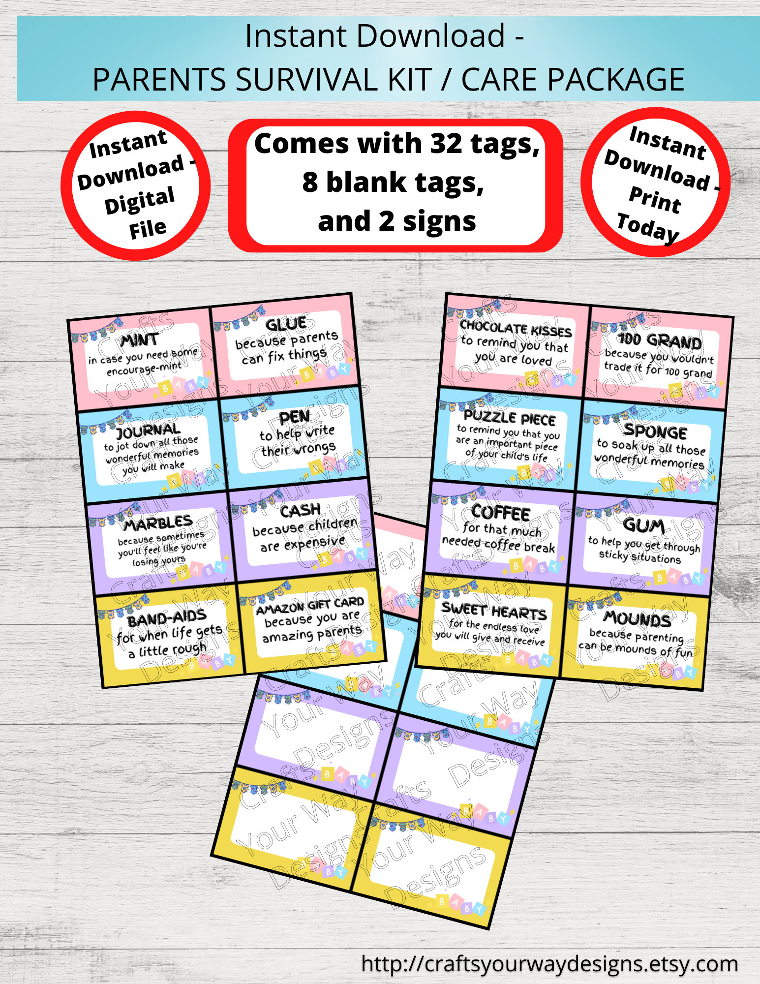 PARENTS Survival Kit, PARENTS Care Package, Gift Tags, Birthday Gift ...