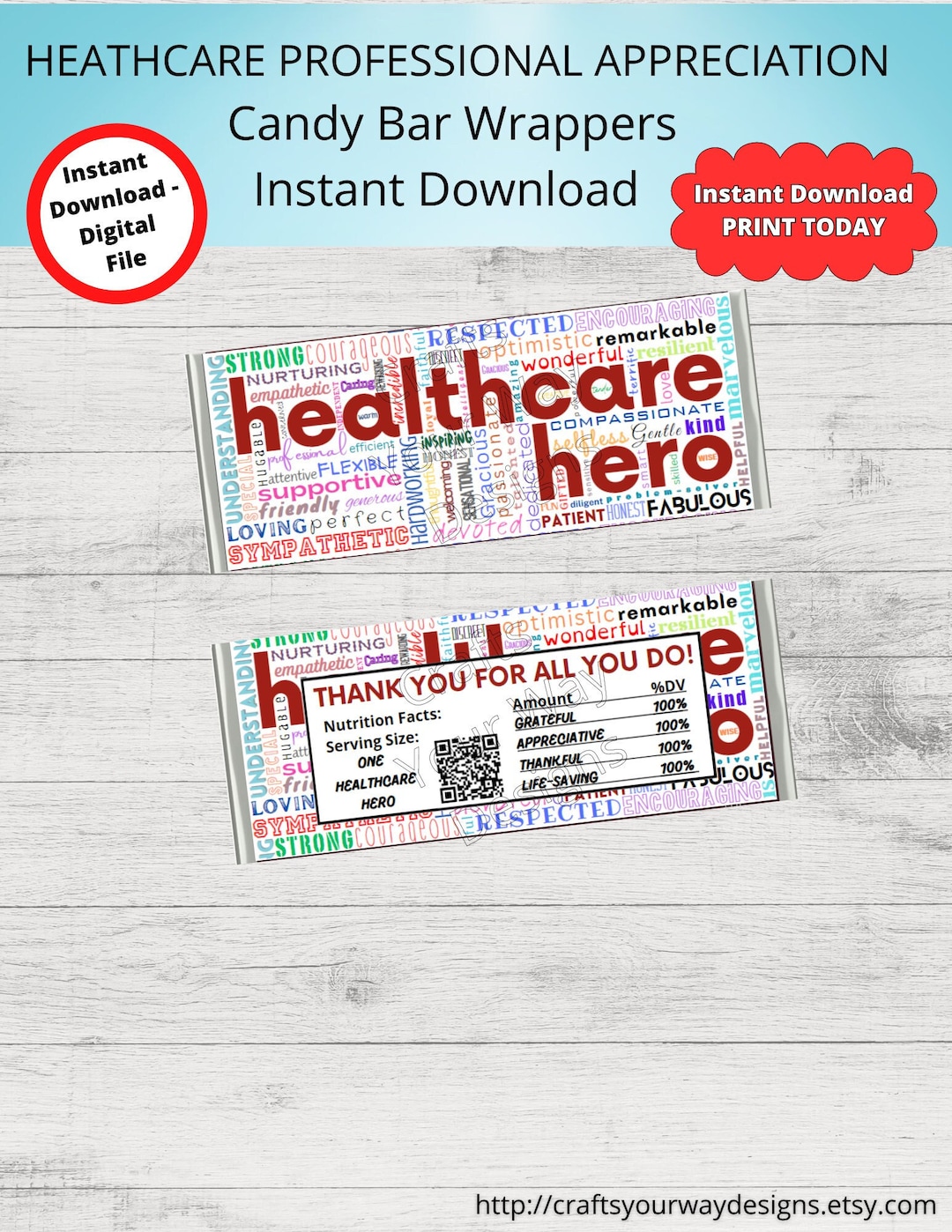 Printable HEALTHCARE PROFESSIONAL APPRECIATON Candy Bar Wrappers-gift ...