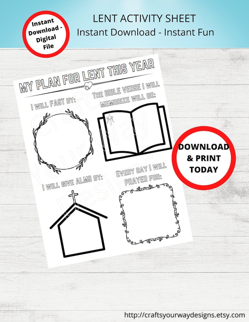 PRINTABLE LENT PLANNER Activity Sheet Coloring Page Ash Wednesday ...