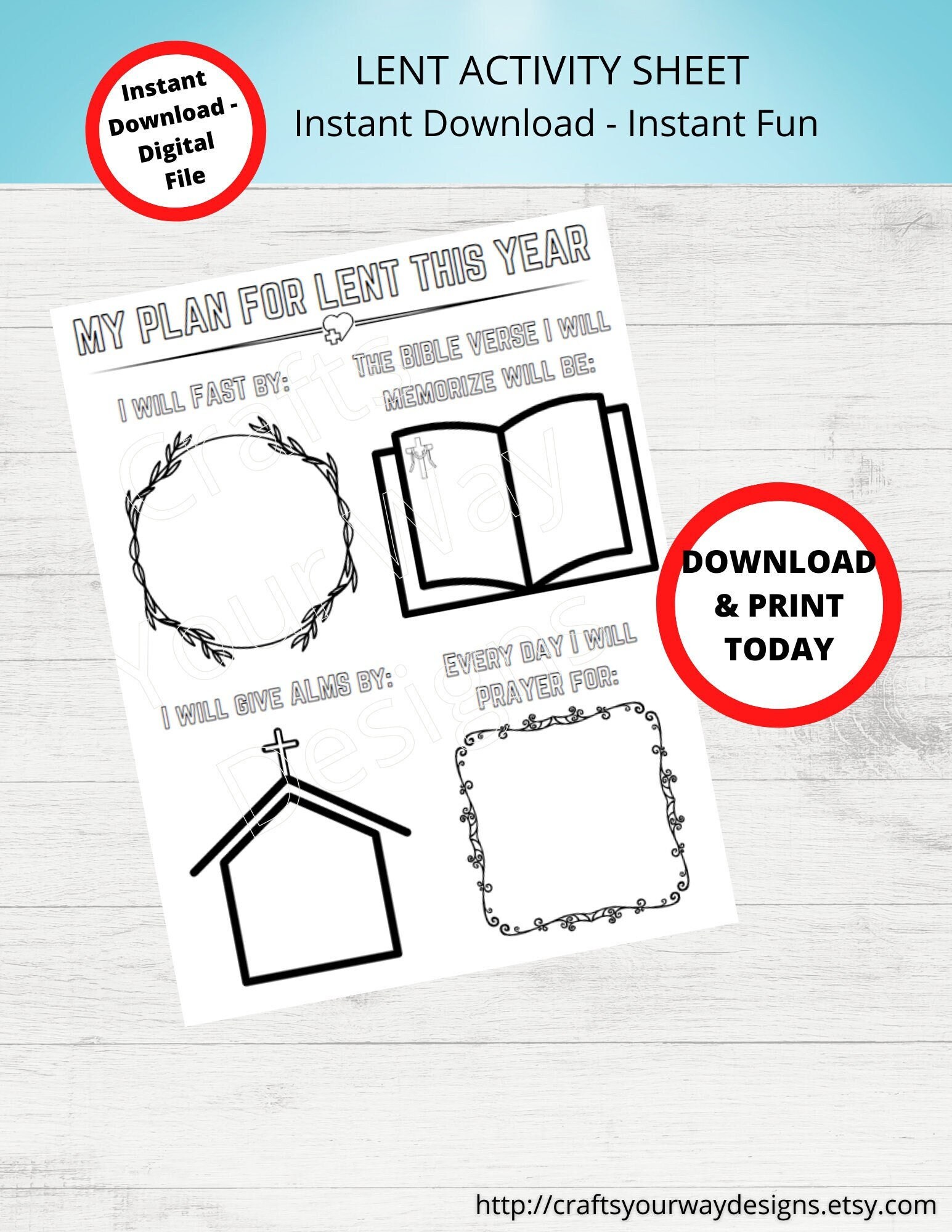 PRINTABLE LENT PLANNER Activity Sheet Coloring Page Ash Wednesday ...