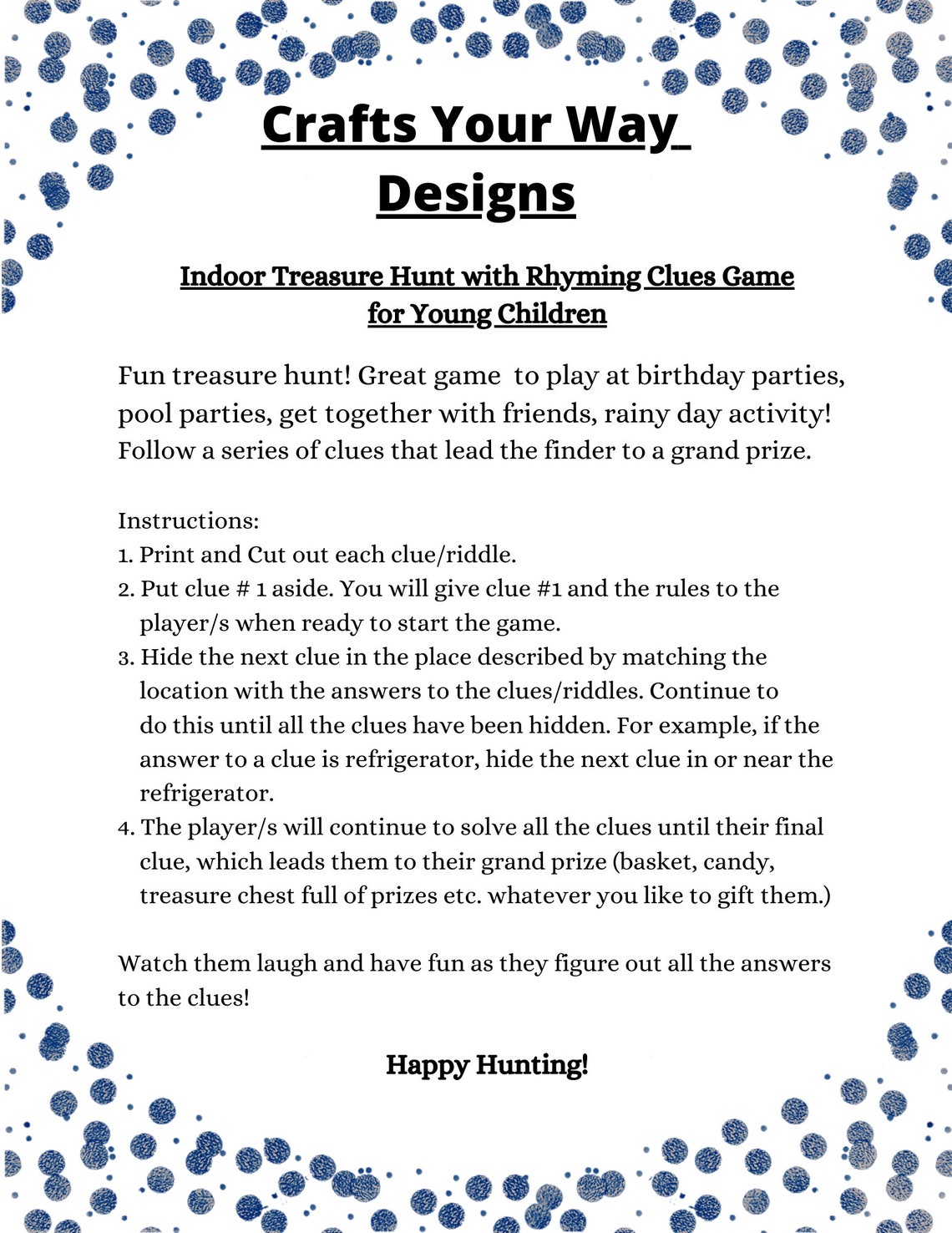 Printable Indoor Clues Riddles Scavenger Hunt/treasure Hunt for Young ...