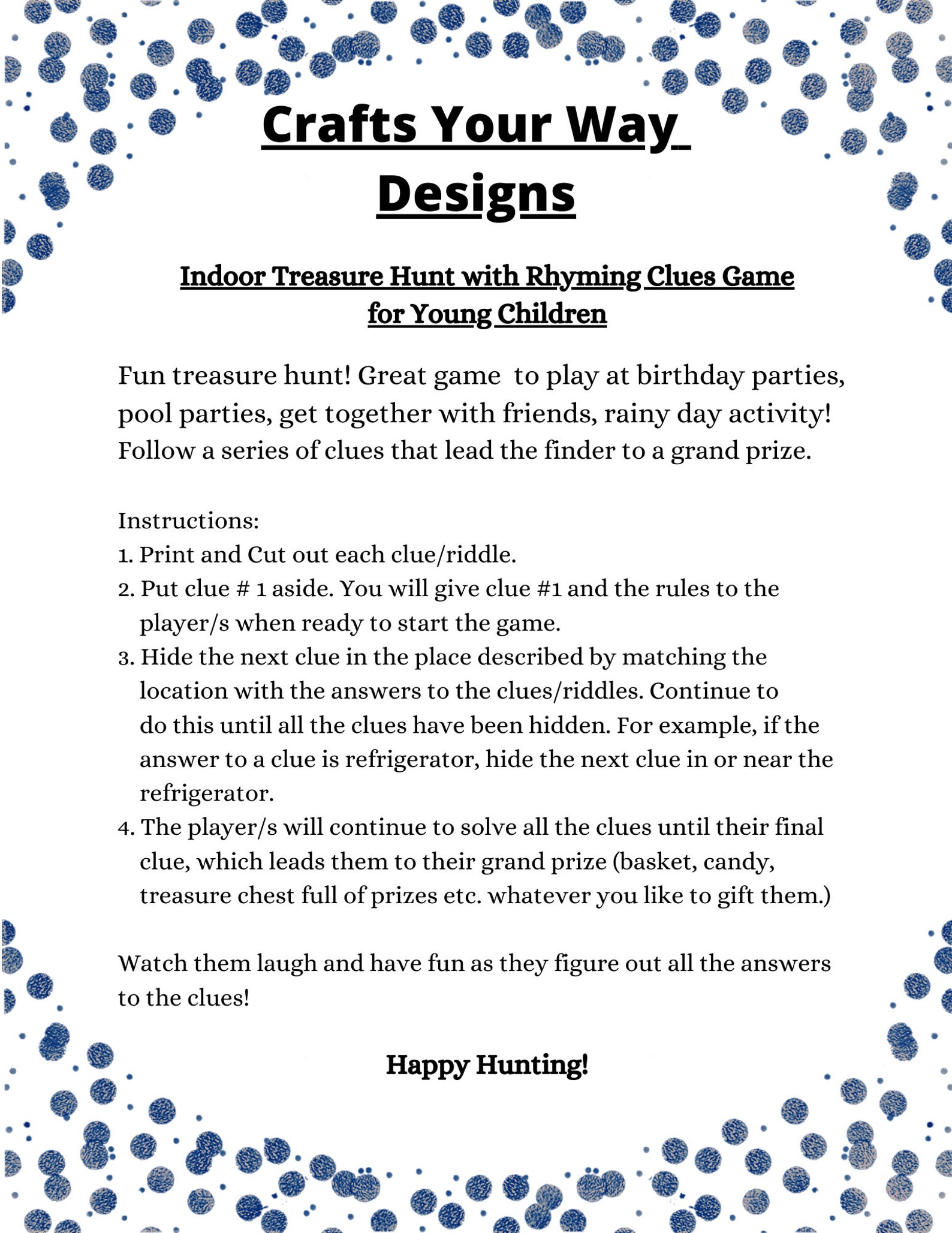 Printable Indoor Clues Riddles Scavenger Hunt/treasure Hunt for Young ...