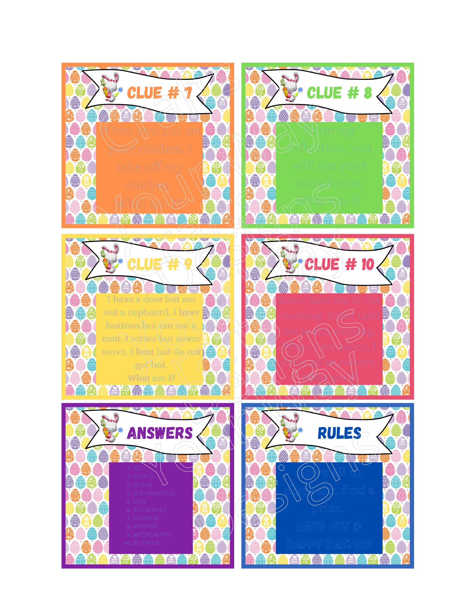 Easter Egg Clues Riddles Scavenger Hunt for Teens - Fun Way to Hide ...