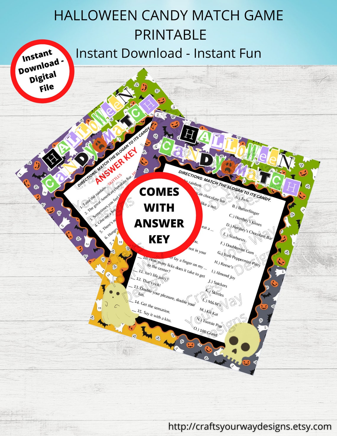 Printable HALLOWEEN CANDY MATCH Game. Instant Download. Fall Activities ...