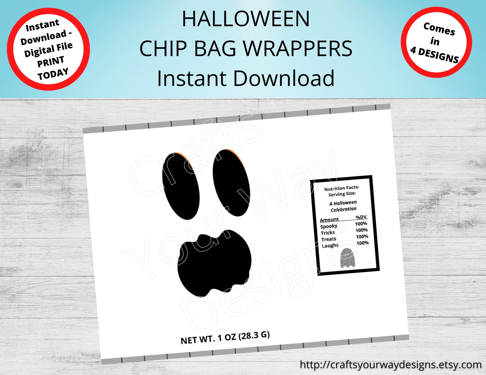 Printable HALLOWEEN CHIP BAG Wrappers. Instant Download. Trick - Etsy