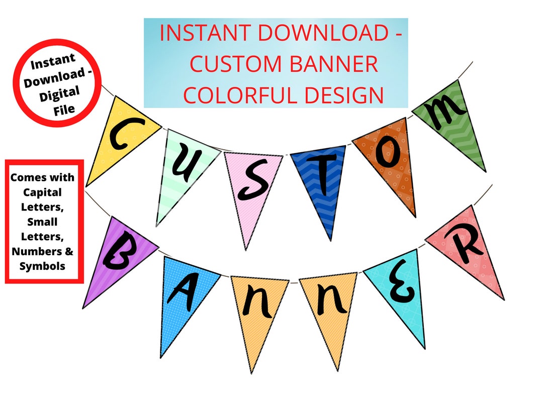 Printable CUSTOM Banner-instant Download-colorful Design- Diy-party ...