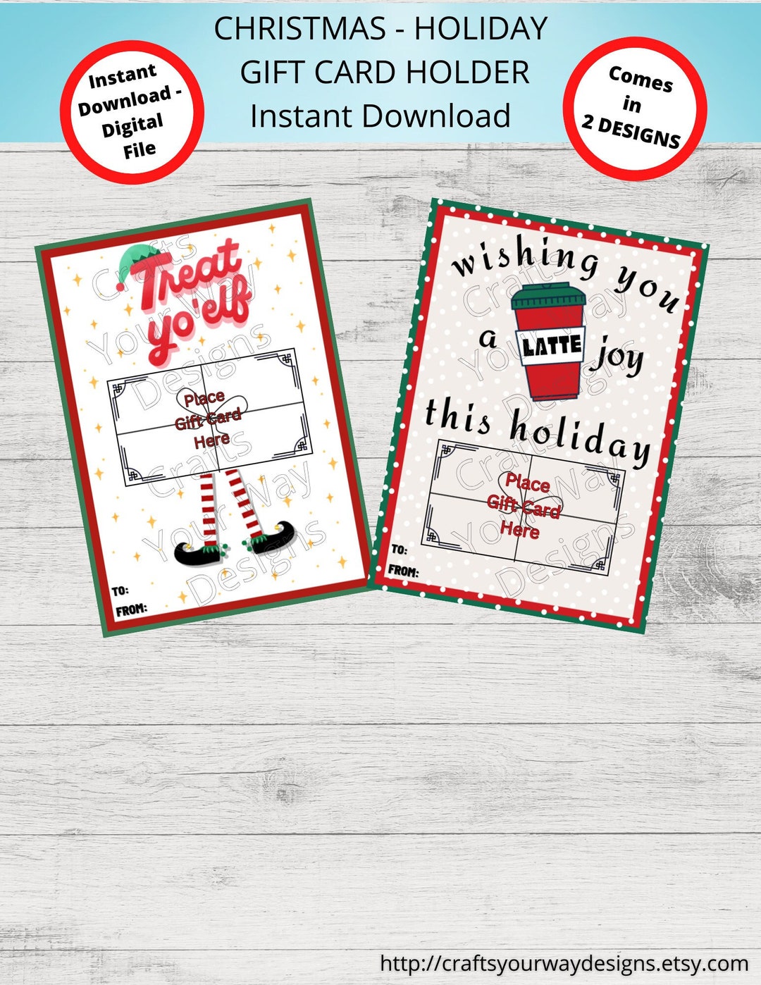 Printable Holiday GIFT CARD HOLDER. Treat Yo 'elf. A Latte Joy. Coffee ...