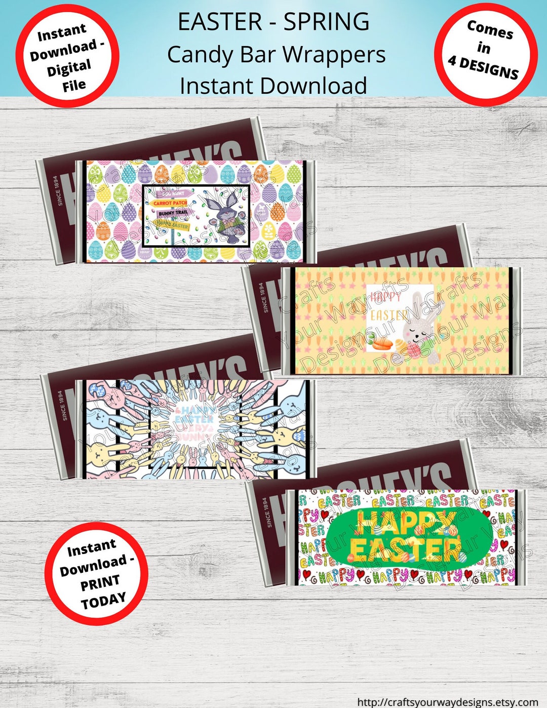 PRINTABLE EASTER Candy Bar Wrappers-gift Ideas-party Favors-chocolate ...
