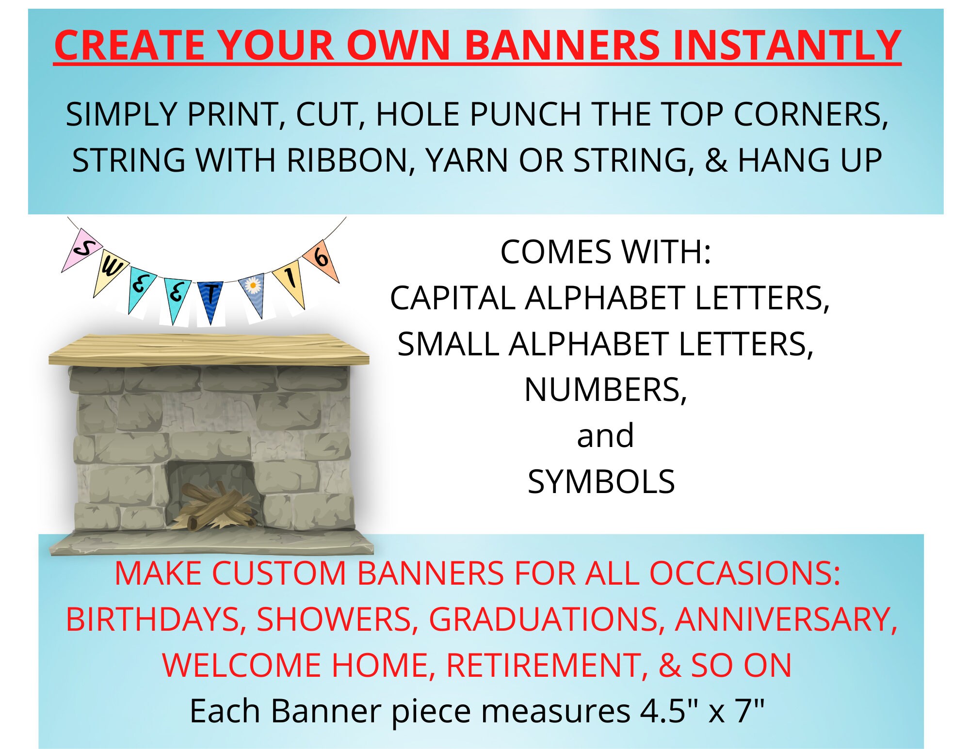 Printable CUSTOM Banner-instant Download-colorful Design Diy-party ...