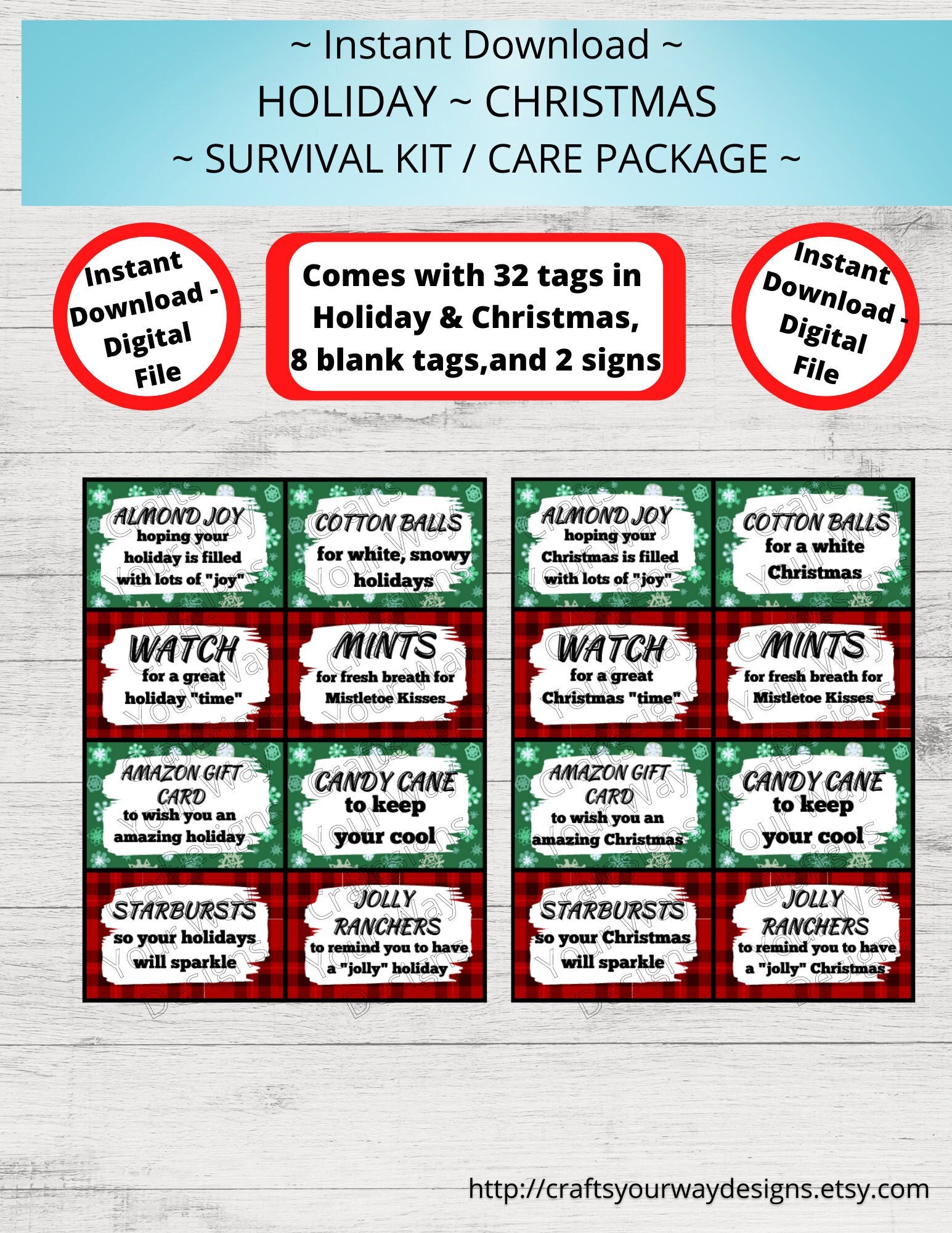 CHRISTMAS HOLIDAY Survival Kit, Christmas Holiday Care Package, Gift ...