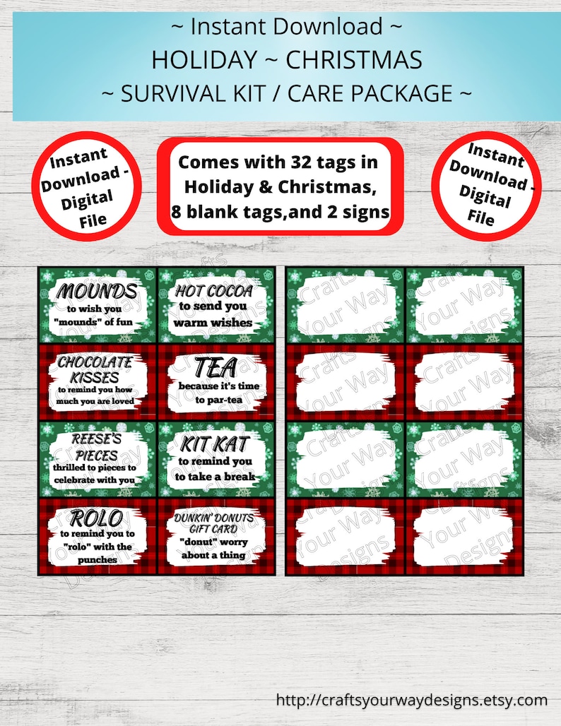 CHRISTMAS HOLIDAY Survival Kit, Christmas Holiday Care Package, Gift ...