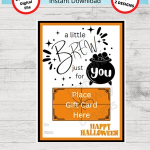 Halloween GIFT CARD HOLDER. A Little Brew for You. Coffee Gift Card ...