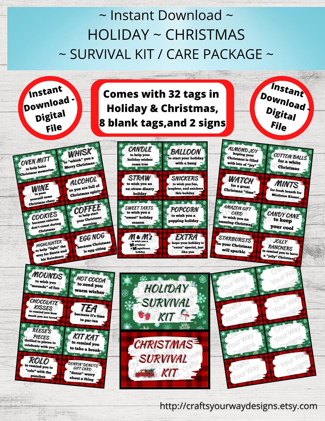 CHRISTMAS HOLIDAY Survival Kit, Christmas Holiday Care Package, Gift ...