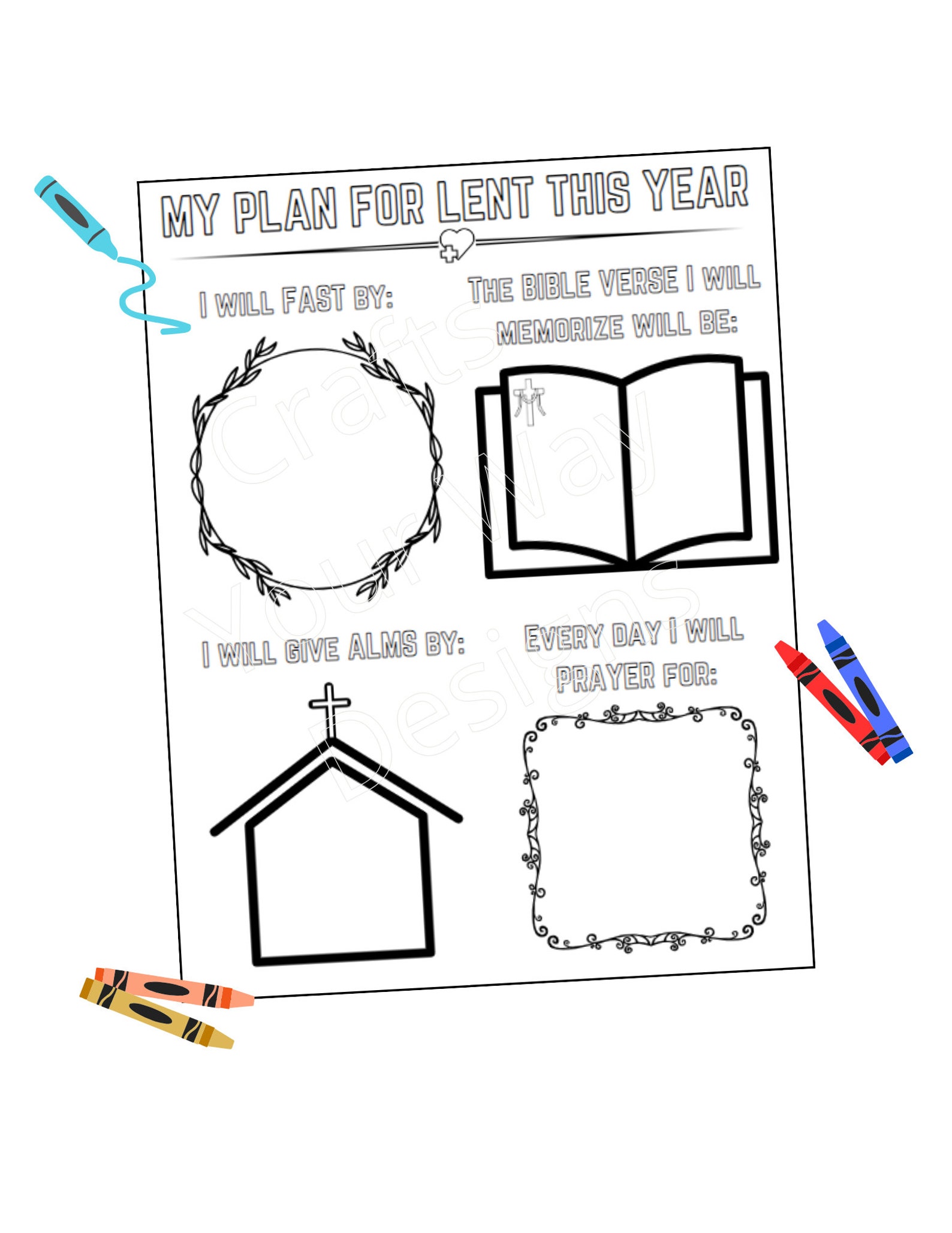 PRINTABLE LENT PLANNER Activity Sheet Coloring Page Ash Wednesday ...